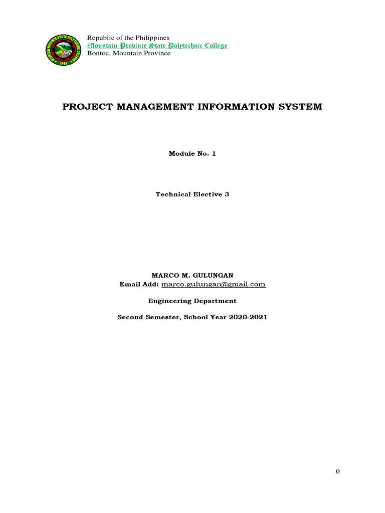 Module-1-Project-Management-Information-System | PDF | Project ...