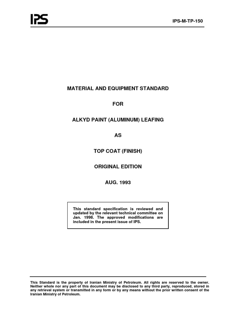 IPS M TP 150-Material and Equipment Standard For Alkyd Paint (Aluminum ...