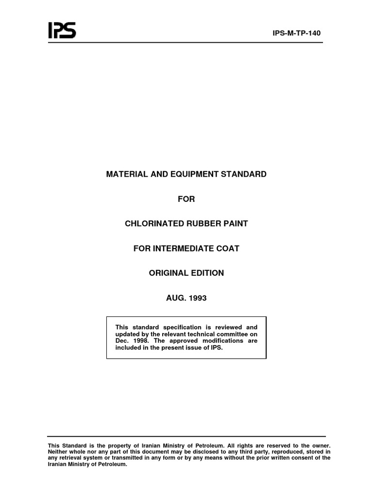 IPS M TP 140-Material and Equipment Standard For Chlorinated Rubber ...