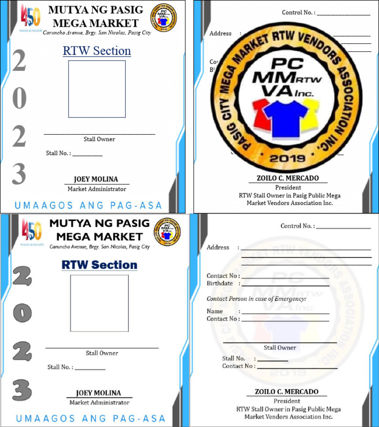 RTW Stall Registration Pasig Market | PDF | Finance & Money Management