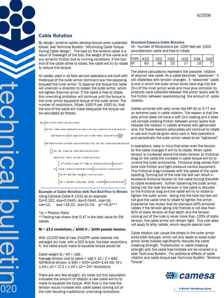 Cable Rotation | PDF | Friction | Materials