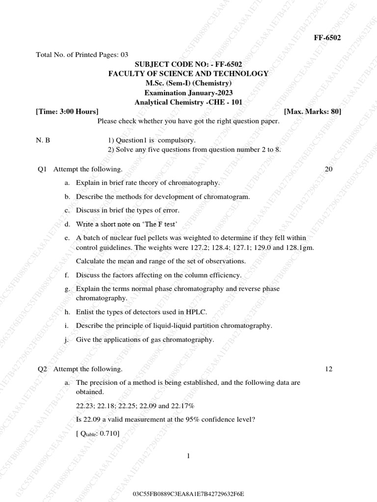 MScI J2023 CHE-101 | PDF