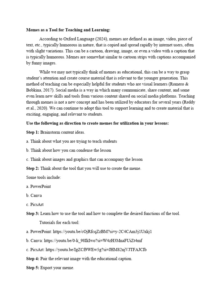 Creative Methods For Teaching - Memes | PDF | Learning | Social Media