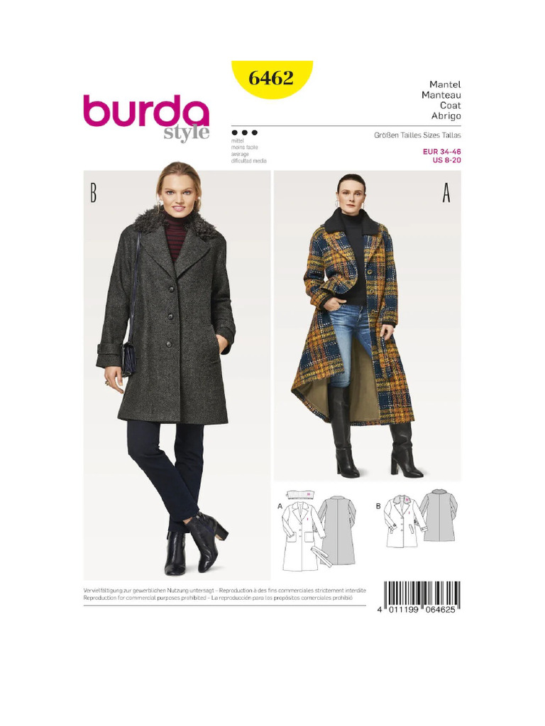 Burda 6462 Coat | PDF