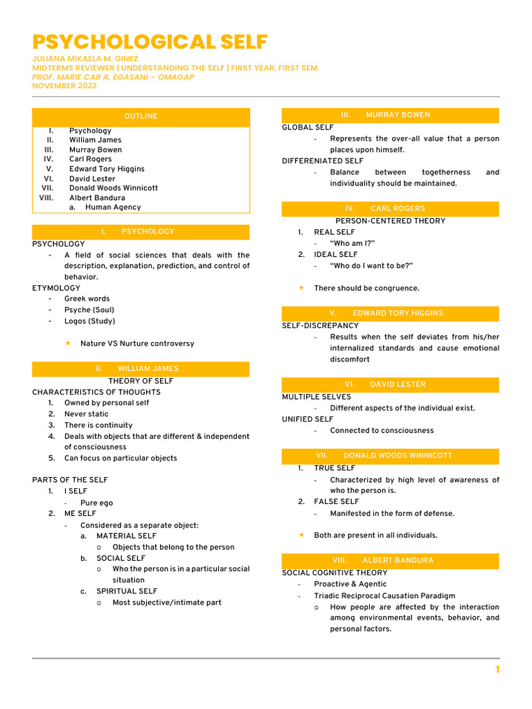 Understanding the Psychological Self | PDF | Social Psychology ...