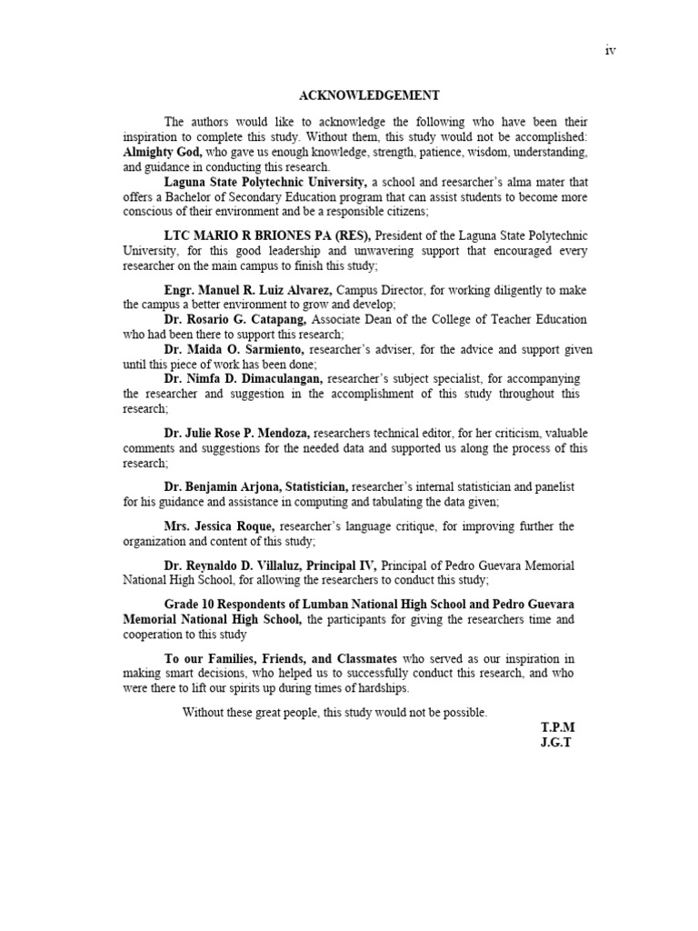 Acknowledgement (Edited) | PDF | Cognition