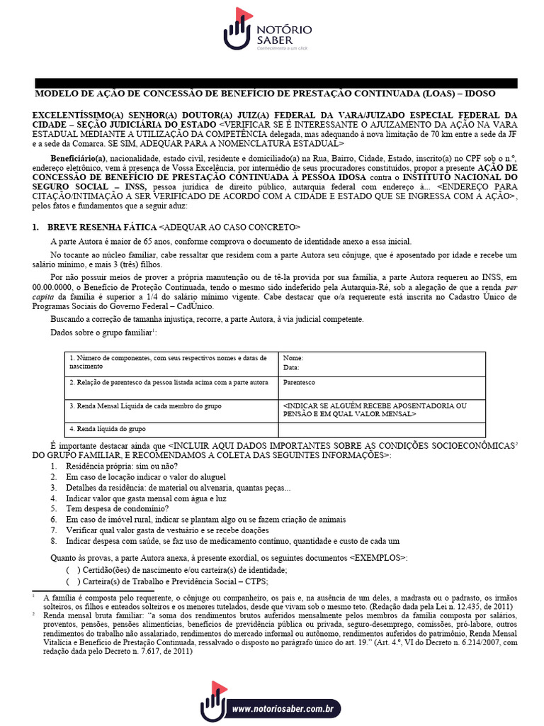 Modelo BPC Idoso | PDF Modelo BPC Idoso | PDF