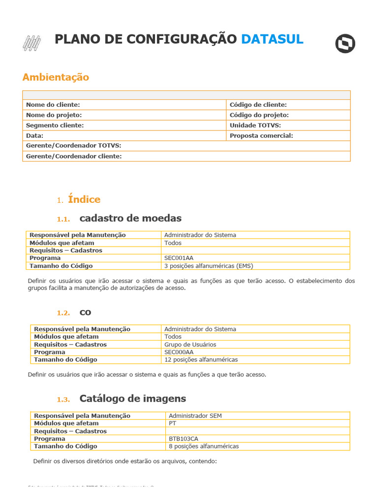 Plano de Configuração (Parametrização Do Sistema) - Datasul - MIT043 ...