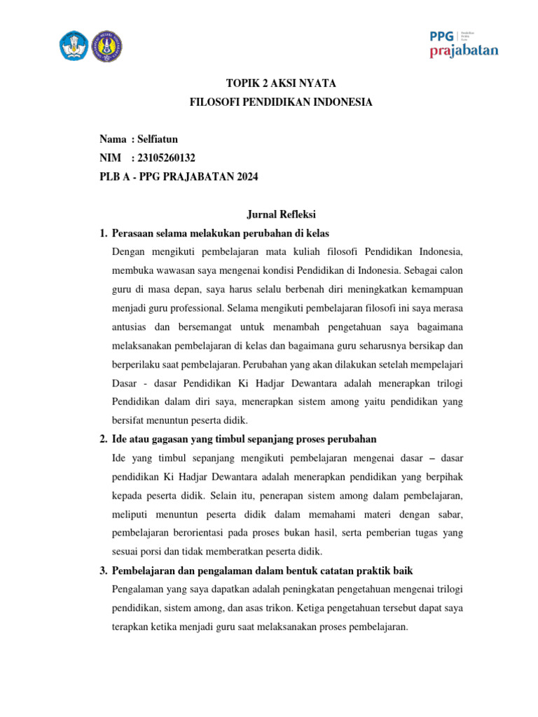 Topik 2 Fpi - Selfiatun - Aksi Nyata | PDF | Karier & Perkembangan