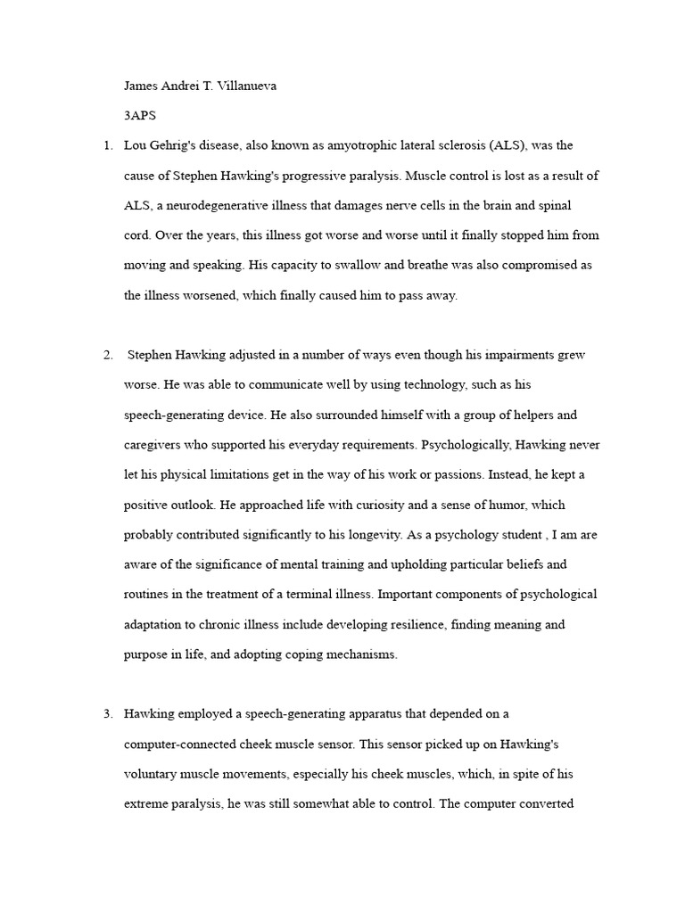Lessons from Stephen Hawking's Resilience | PDF | Science & Mathematics