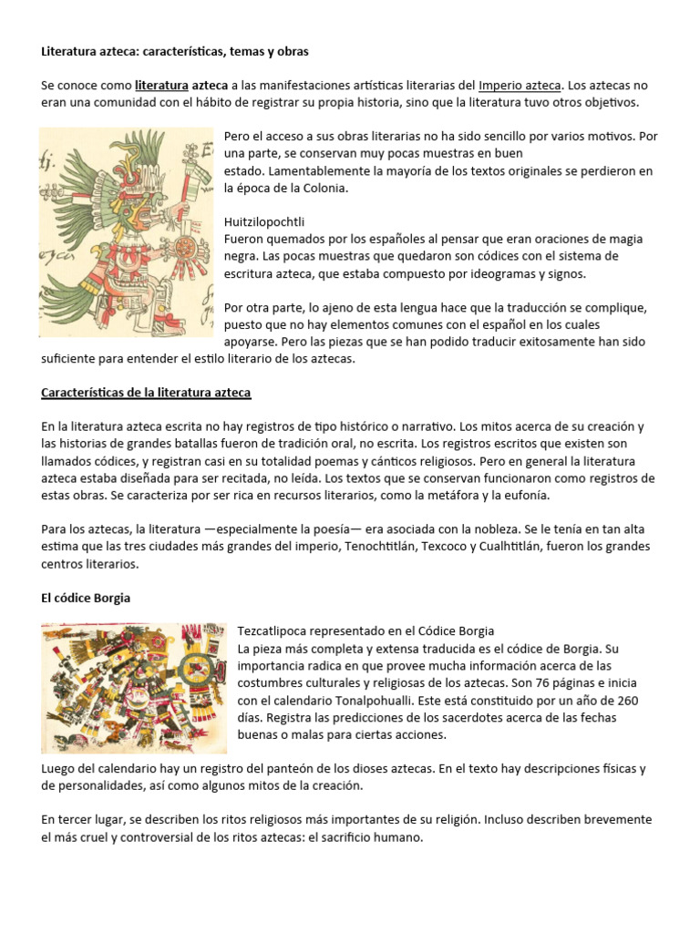 Literatura Azteca | Descargar gratis PDF | Imperio Inca