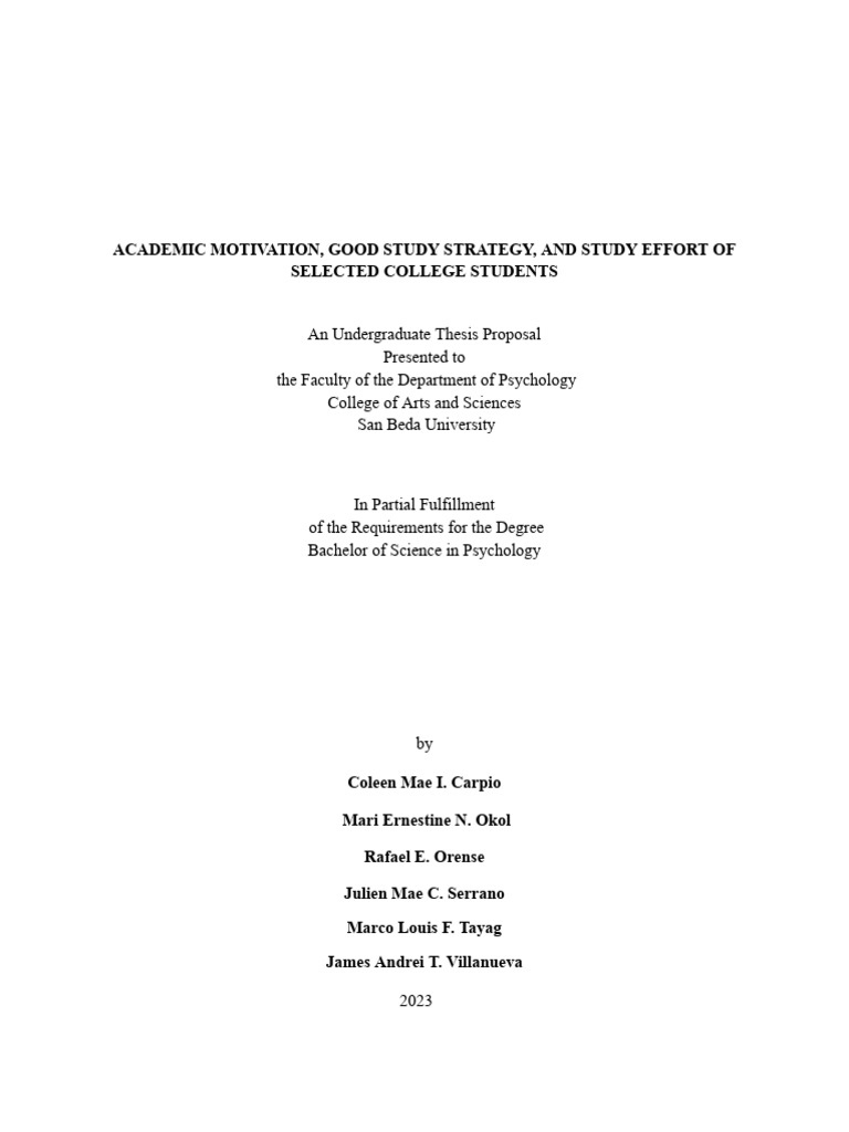 Thesis Proposal Final | PDF | Motivation | Motivational