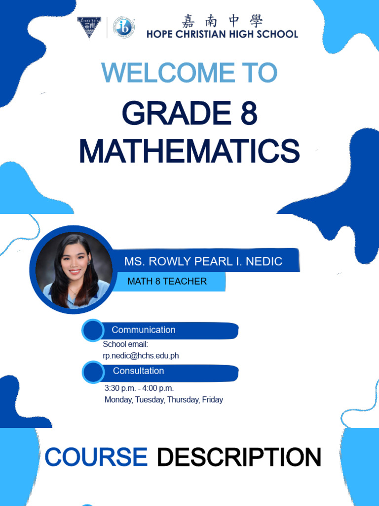 Math 8 Subject Orientation | PDF | Algebra | Mathematics