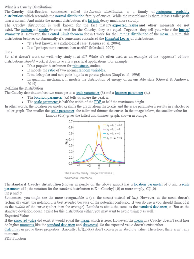 What Is A Cauchy Distribution | PDF | Mean | Statistical Theory What Is A Cauchy Distribution | PDF | Mean | Statistical Theory