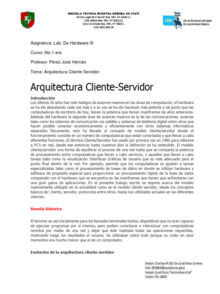 6to1era-Lab de Hardware III-TP4-PérezJoséHernán | PDF | Modelo cliente-servidor | Servidor ...