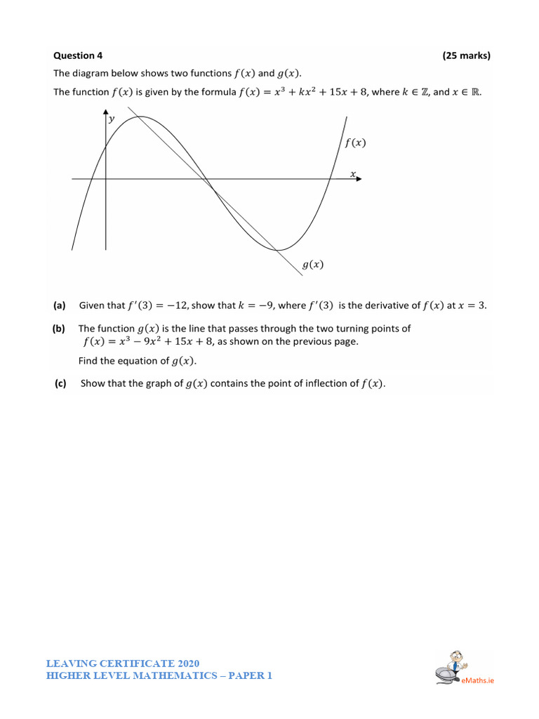 Leaving Certificate 2020 Higher Level Mathematics - Paper 1 | PDF