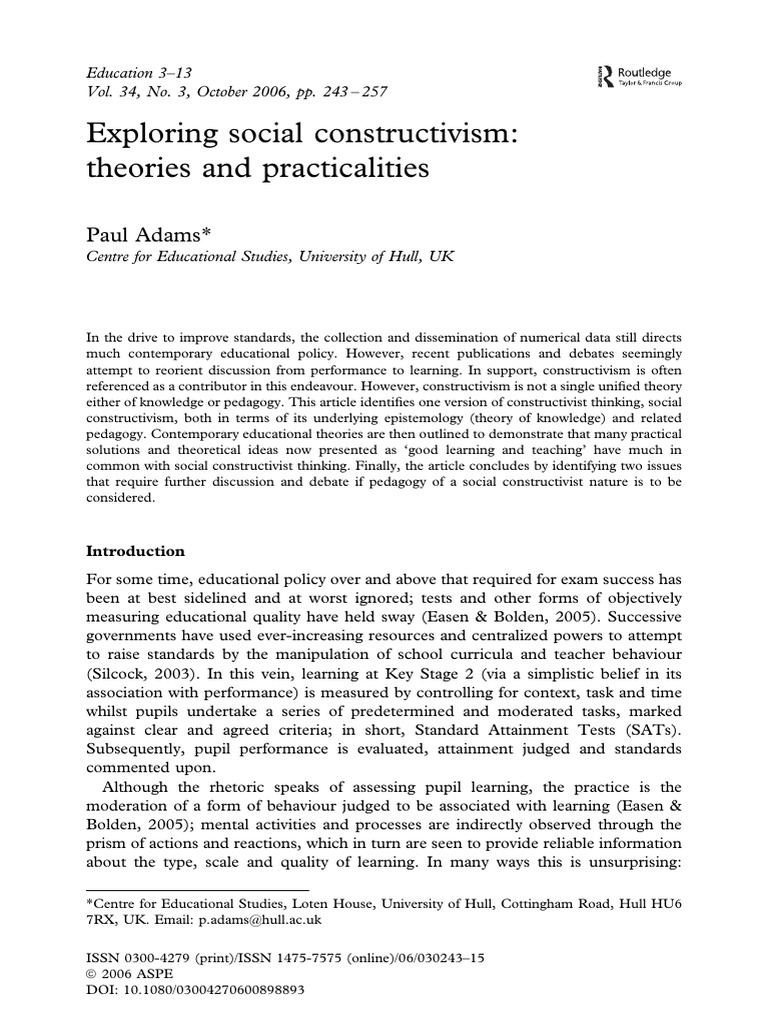 Exploring Social Constructivism | PDF | Constructivism (Philosophy Of Education) | Learning
