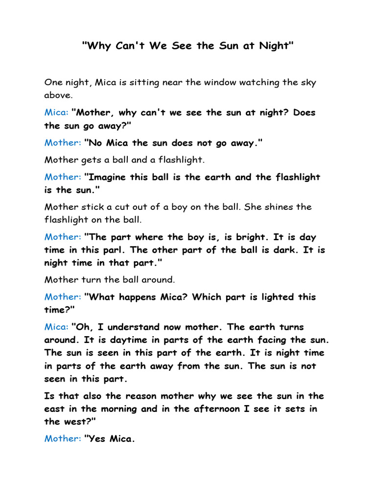 Why We Can't See the Sun at Night | PDF | Home & Garden | Science ...