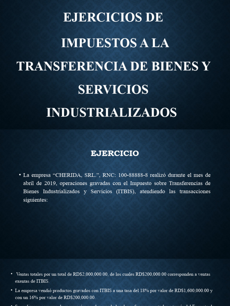 Ejercicios sobre ITBIS y Ventas Exentas | PDF