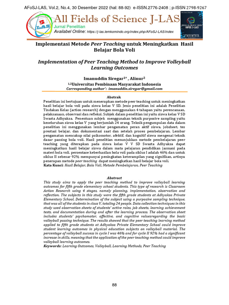 Implementasi Metode Peer Teaching Untuk Meningkatk | PDF