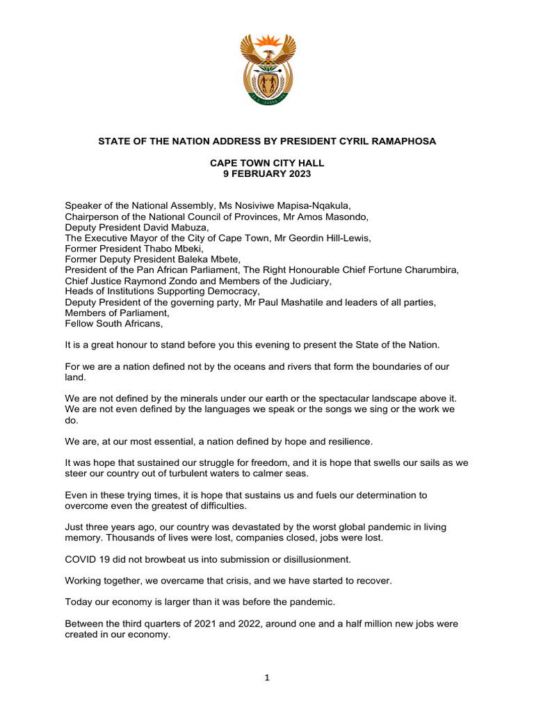 2023 State of the Nation Address Summary | PDF | Cost Of Living | Rail ...
