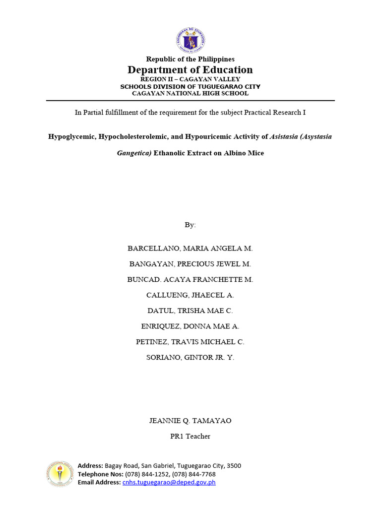 Mnuscript FInal Na Talaga WPG 1 | PDF | Turmeric | Gout