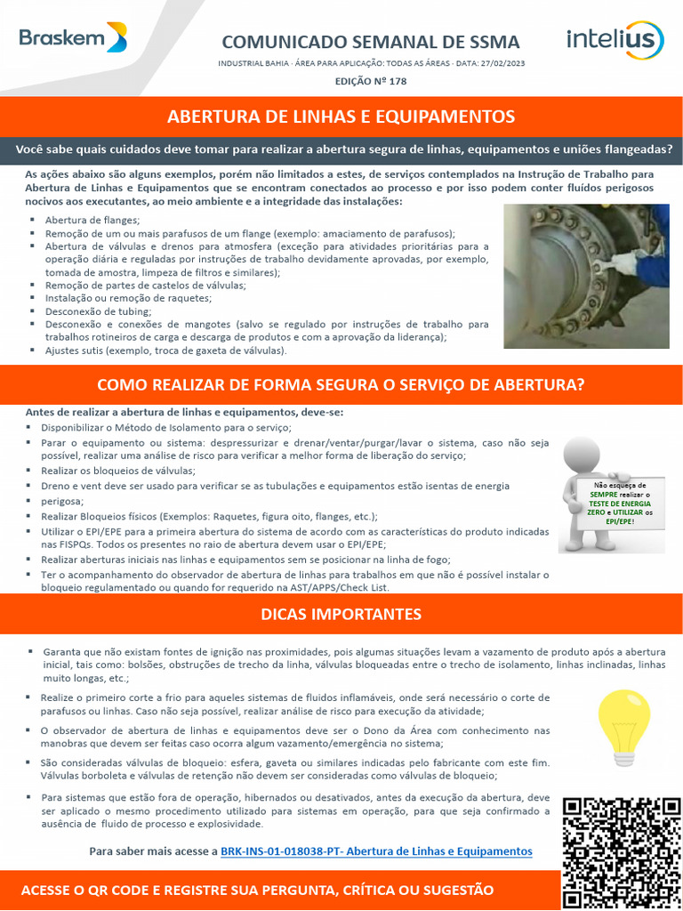 Abertura Segura de Linhas e Equipamentos | PDF