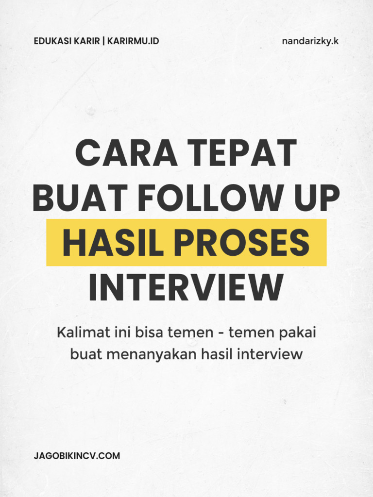 Cara Follow Up Hasil Interview HRD | PDF