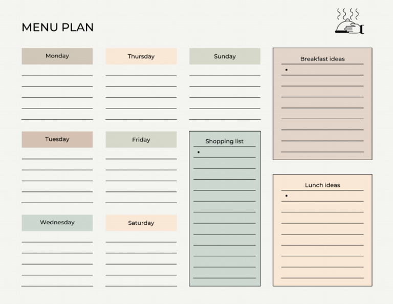 Soft Beige Elegant Meal Planner Menu | PDF