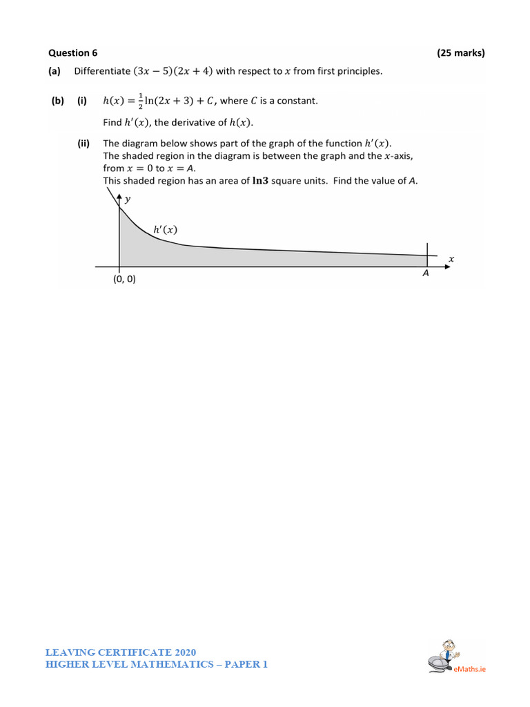 Leaving Certificate 2020 Higher Level Mathematics - Paper 1 | PDF ...