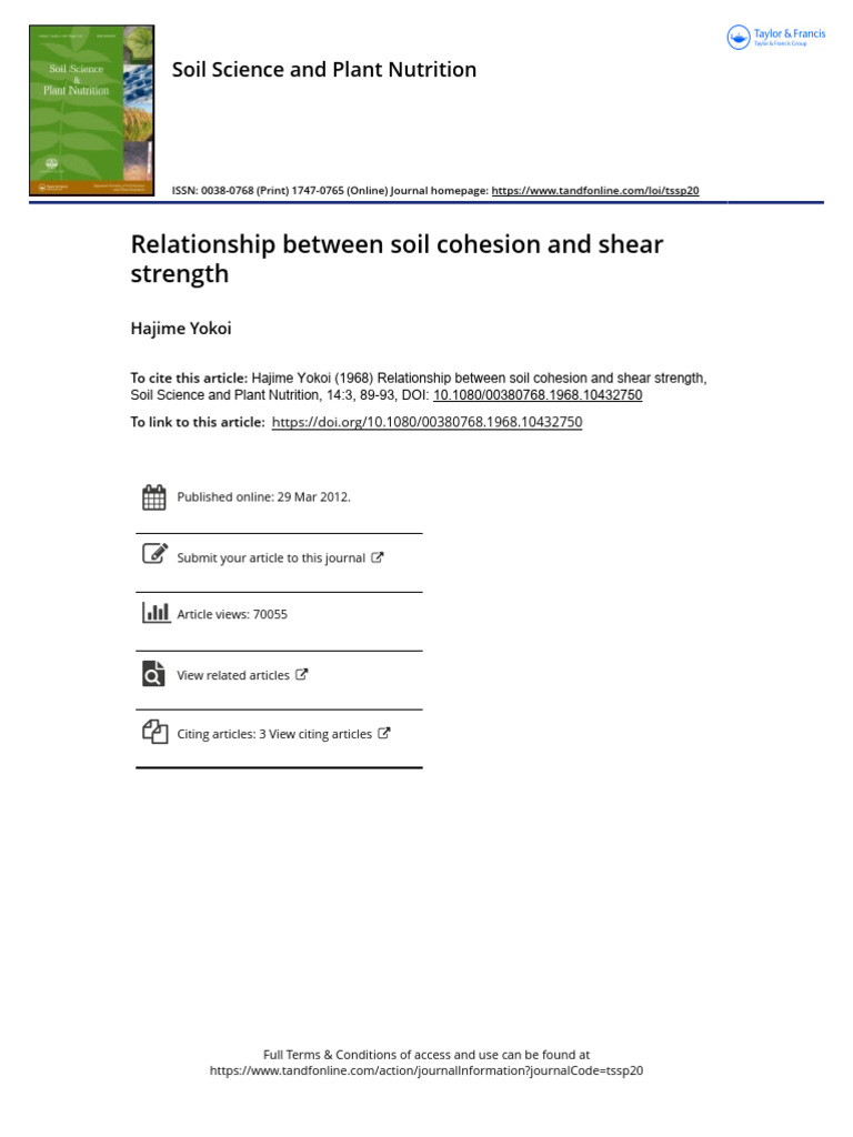 Relationship Between Soil Cohesion and Shear Strength | PDF | Soil ...