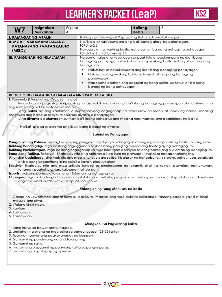 Q4 Filipino 5 Week7 | PDF