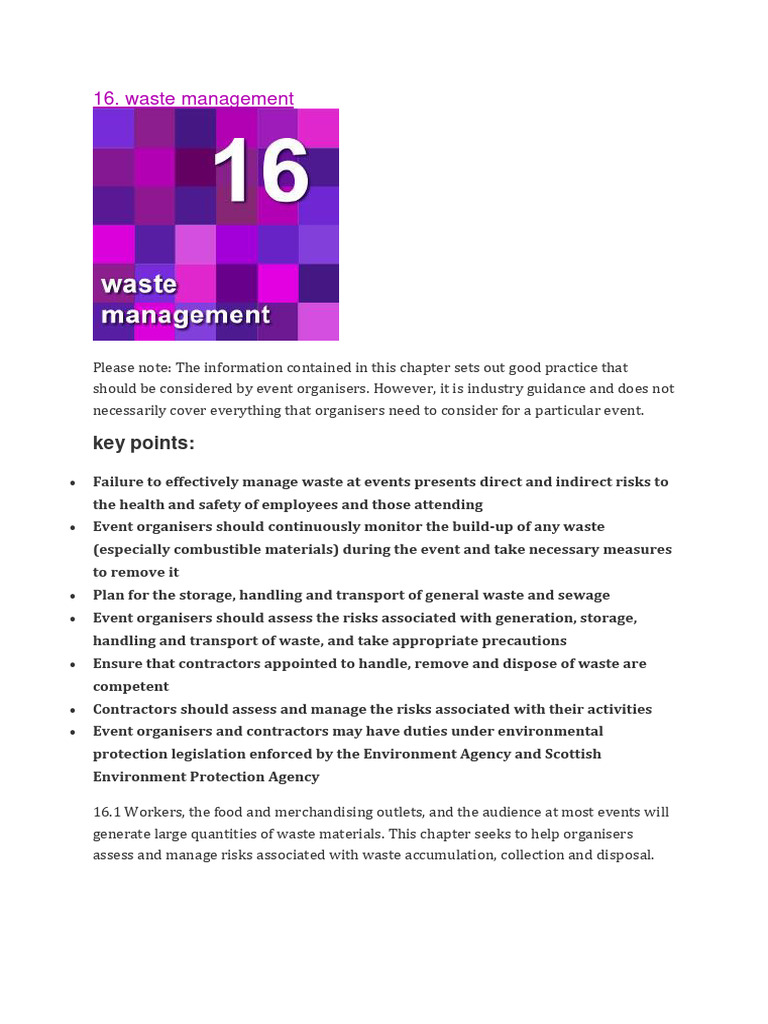 The Purple Guide Sanitation and Waste Management | Download Free PDF ...