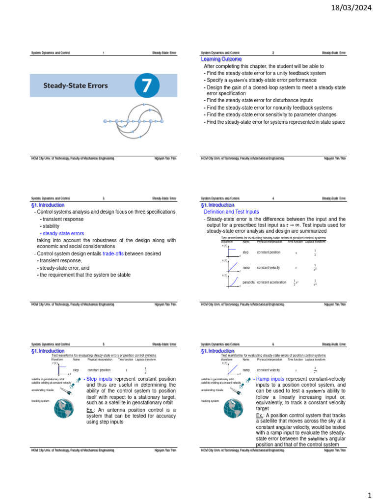 Ch 07 Steady State Error Pdf Steady State Control Theory