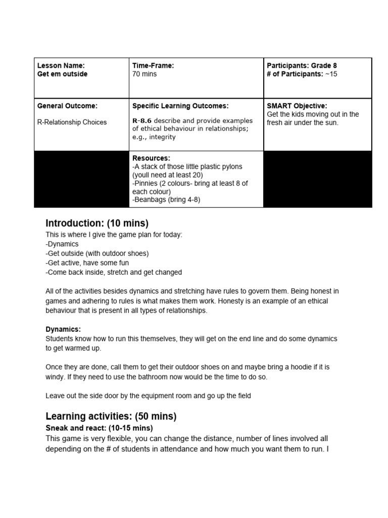 Health Dpa Lesson Plan Sub Plan - 3 | PDF