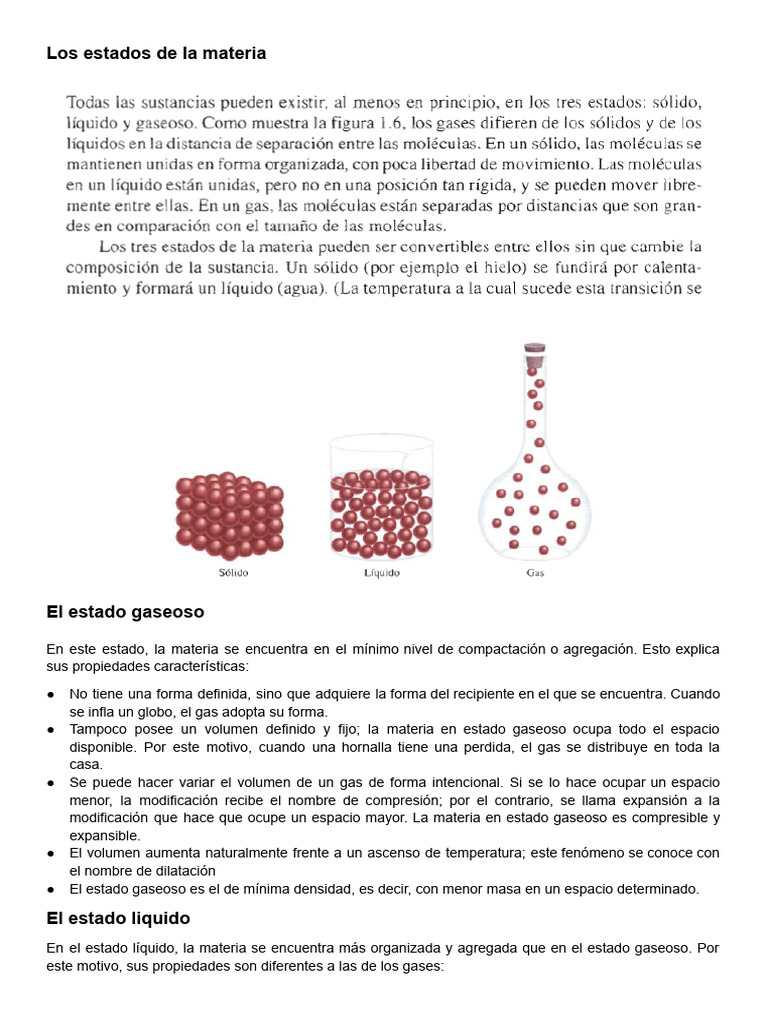 Estados de La Materia y Cambios de Estado | PDF | Líquidos | Gases