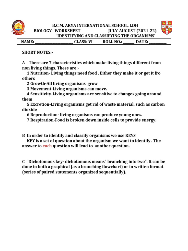 Biology Worksheet: Classifying Organisms | PDF | Organisms | Influenza