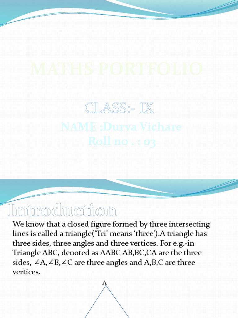 Maths Portfolio (Durva Vichare) | PDF | Triangle | Geometric Shapes