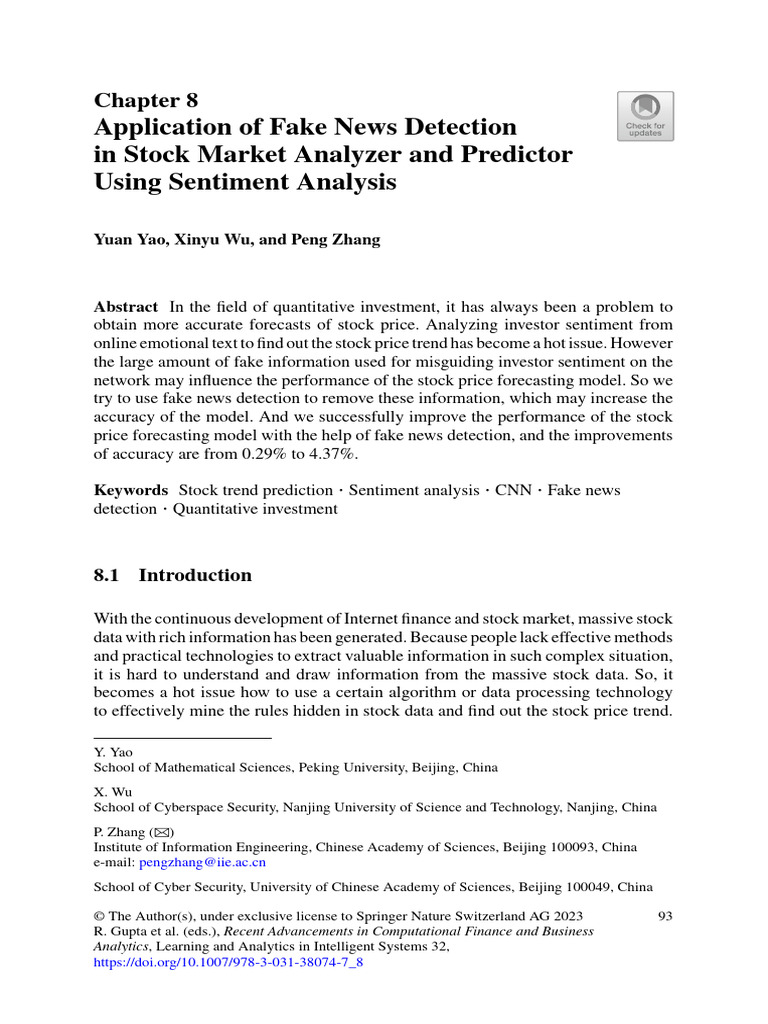 Application of Fake News Detection in Stock Market Analyzer and ... Application of Fake News Detection in Stock Market Analyzer and ...