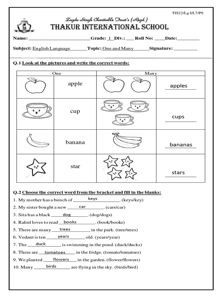 L 10 Describing Words Answer Key | PDF