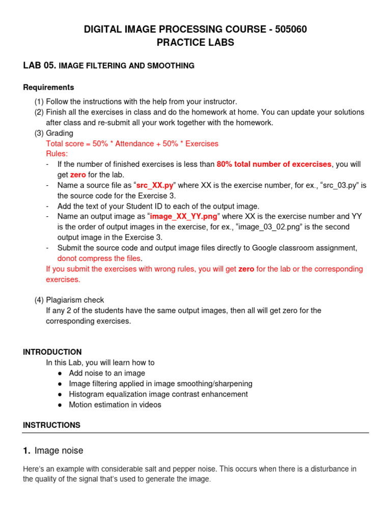 Lab 05 - Digital Image Processing Practice | PDF | Image Processing ...