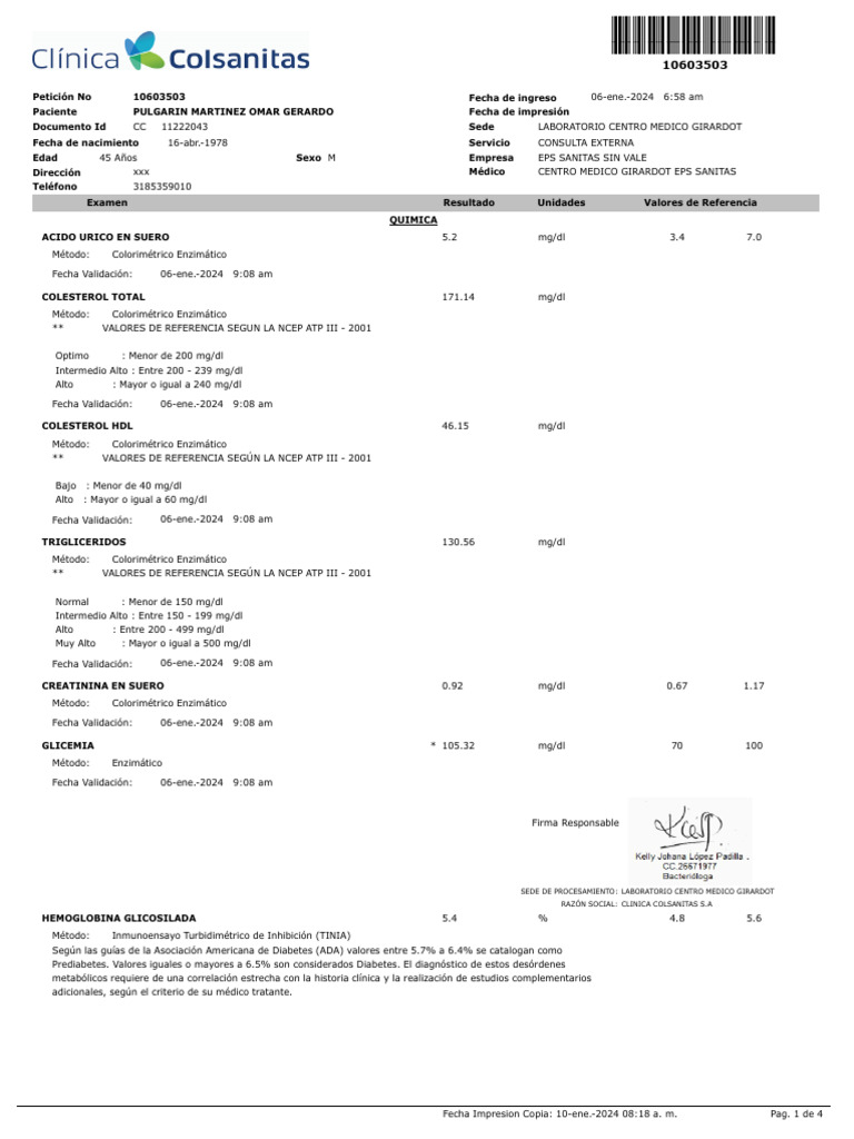 Resultados de Exámenes Sanitas 2024 | PDF | Especialidades Medicas ...