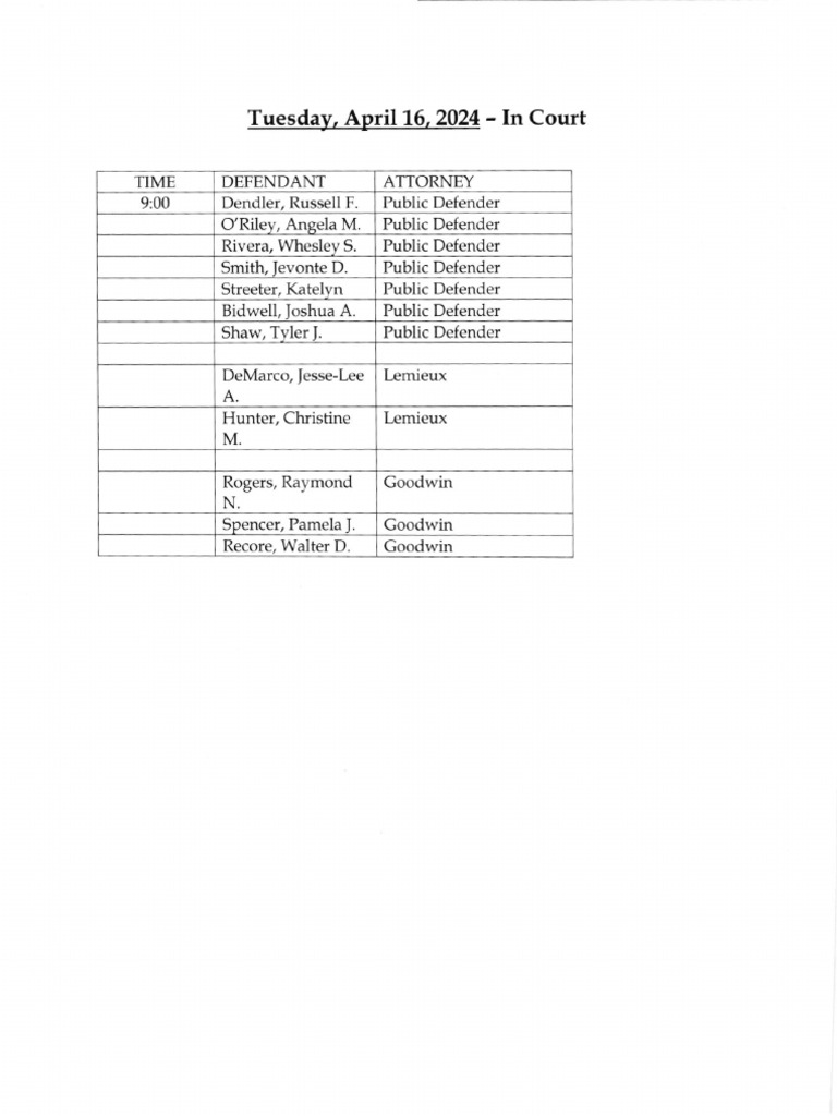 Jefferson County Court Calendar April 16, 2024 | PDF | Law | Self ...
