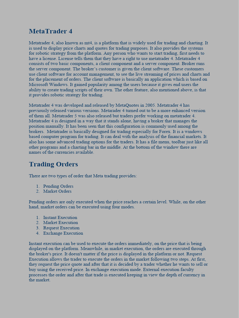 MetaTrader 4 | PDF | Software | Computing