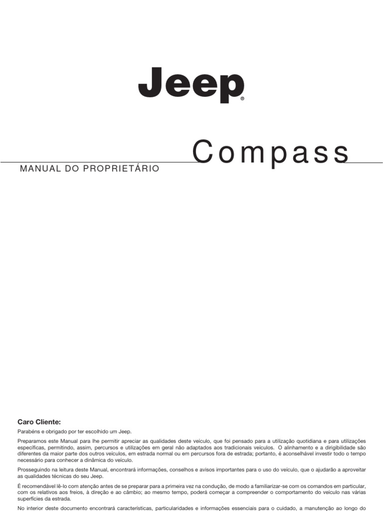 Manual em PDF Jeep Compass 2019 | PDF | Veículos off-road | Jipe
