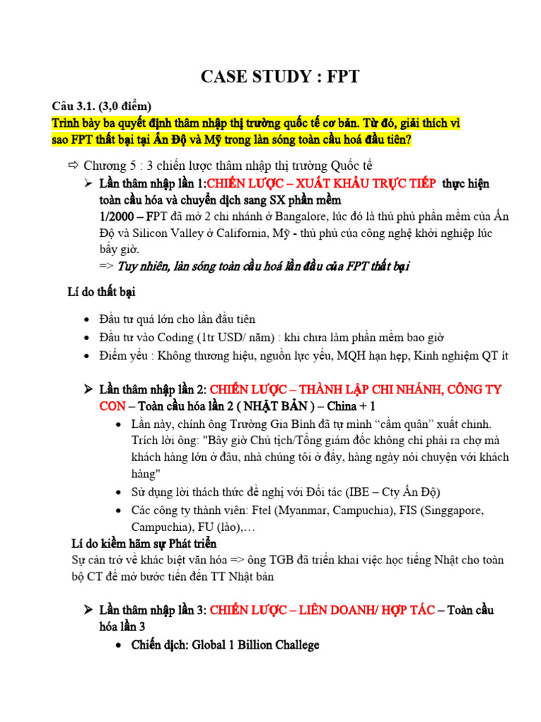 Case Study FPT | PDF