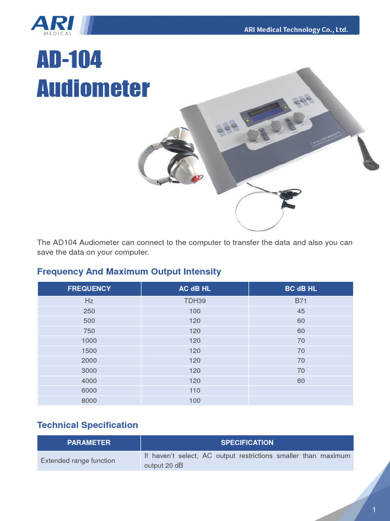 AD-104 Audiometer | PDF | Headphones | Power Supply