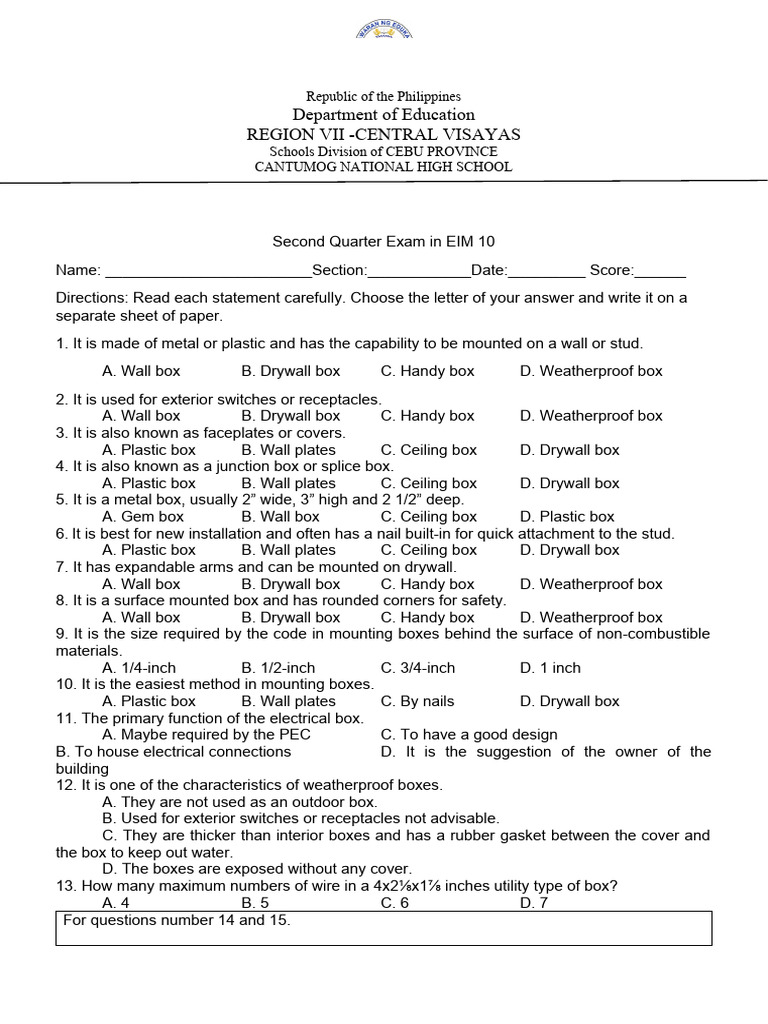 second-quarter-exam-EIM 10 | PDF | Occupational Safety And Health ...