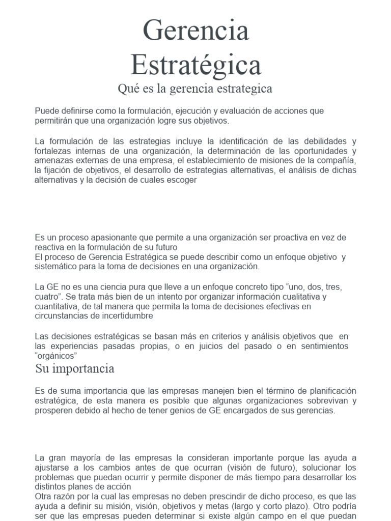 Gerencia Estratégica y Modelo Porter | PDF | Toma de decisiones | Business