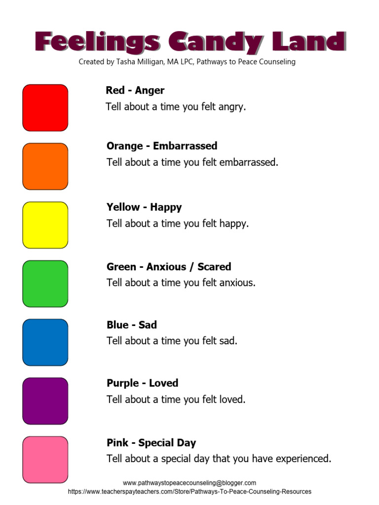 Feelings Candy Land | PDF | Feeling | Cognition
